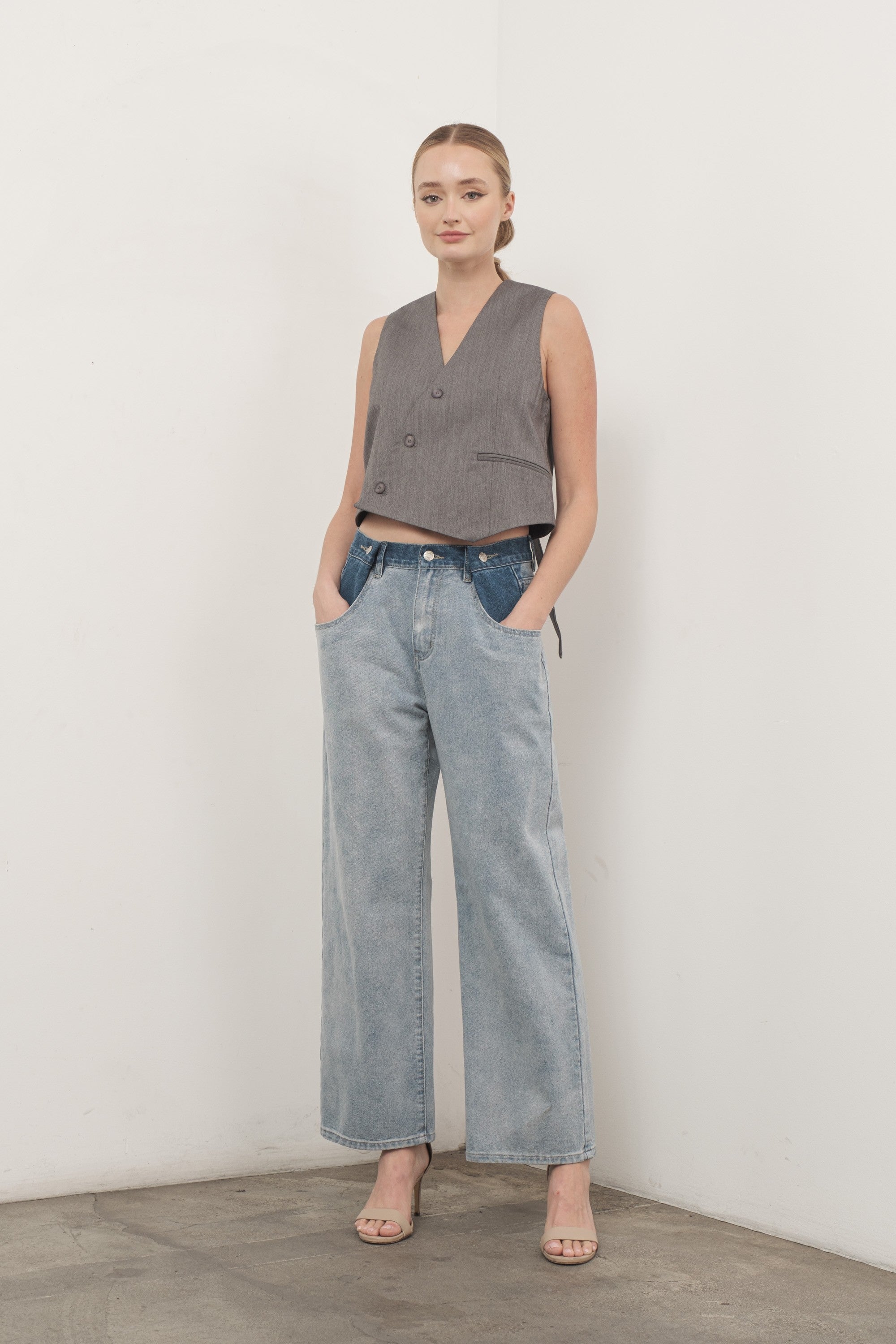 Color Block Denim Pants | Evercado