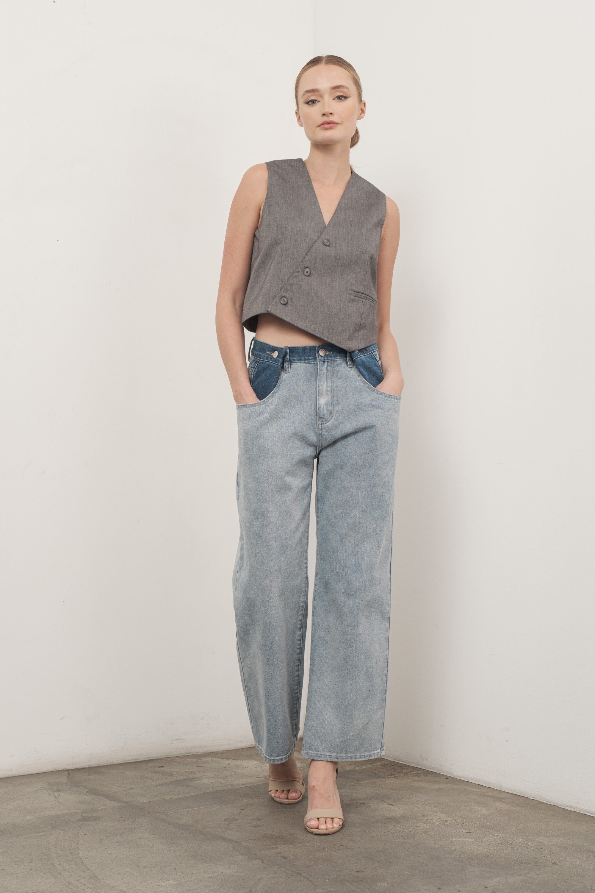 Color Block Denim Pants | Evercado