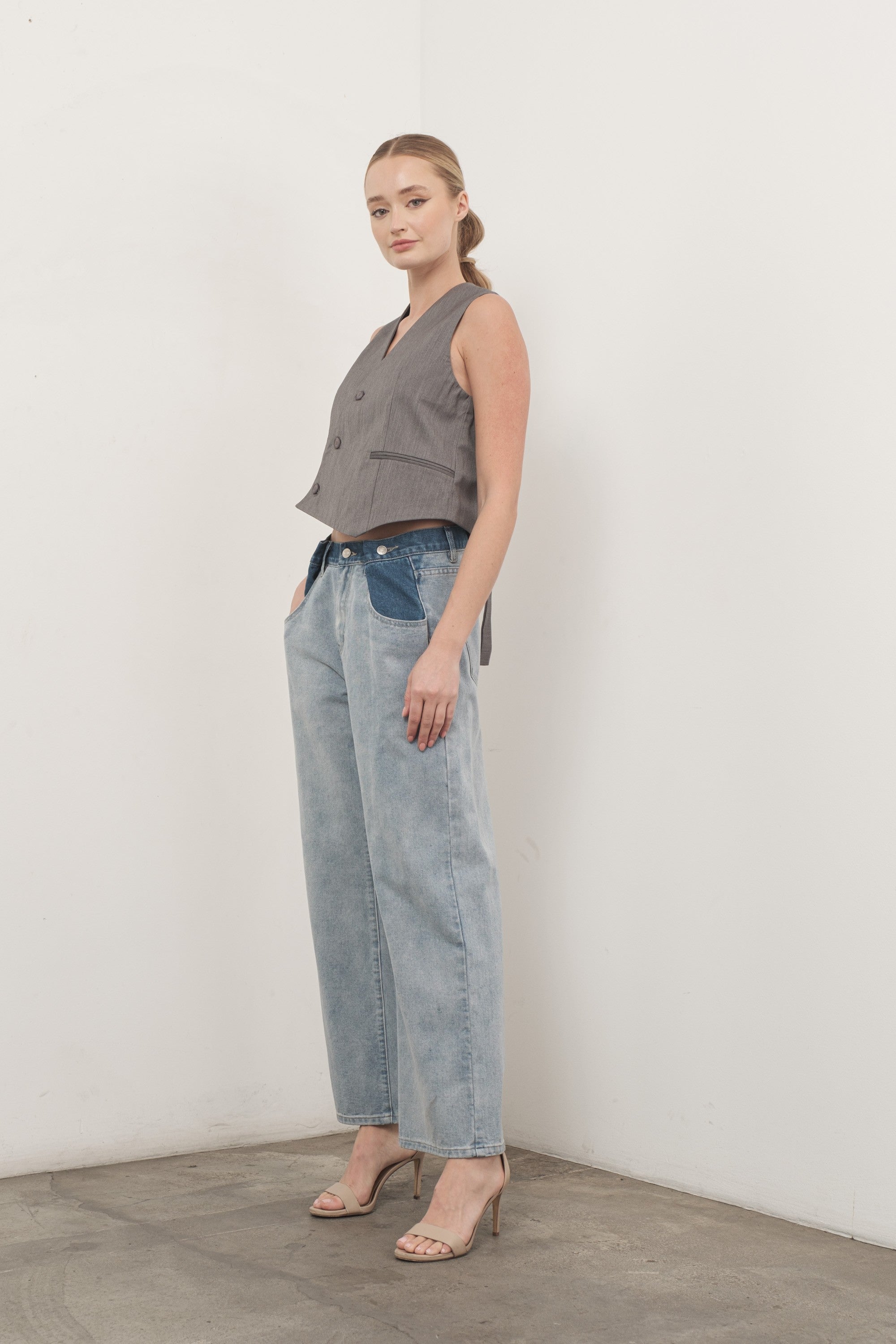 Color Block Denim Pants | Evercado