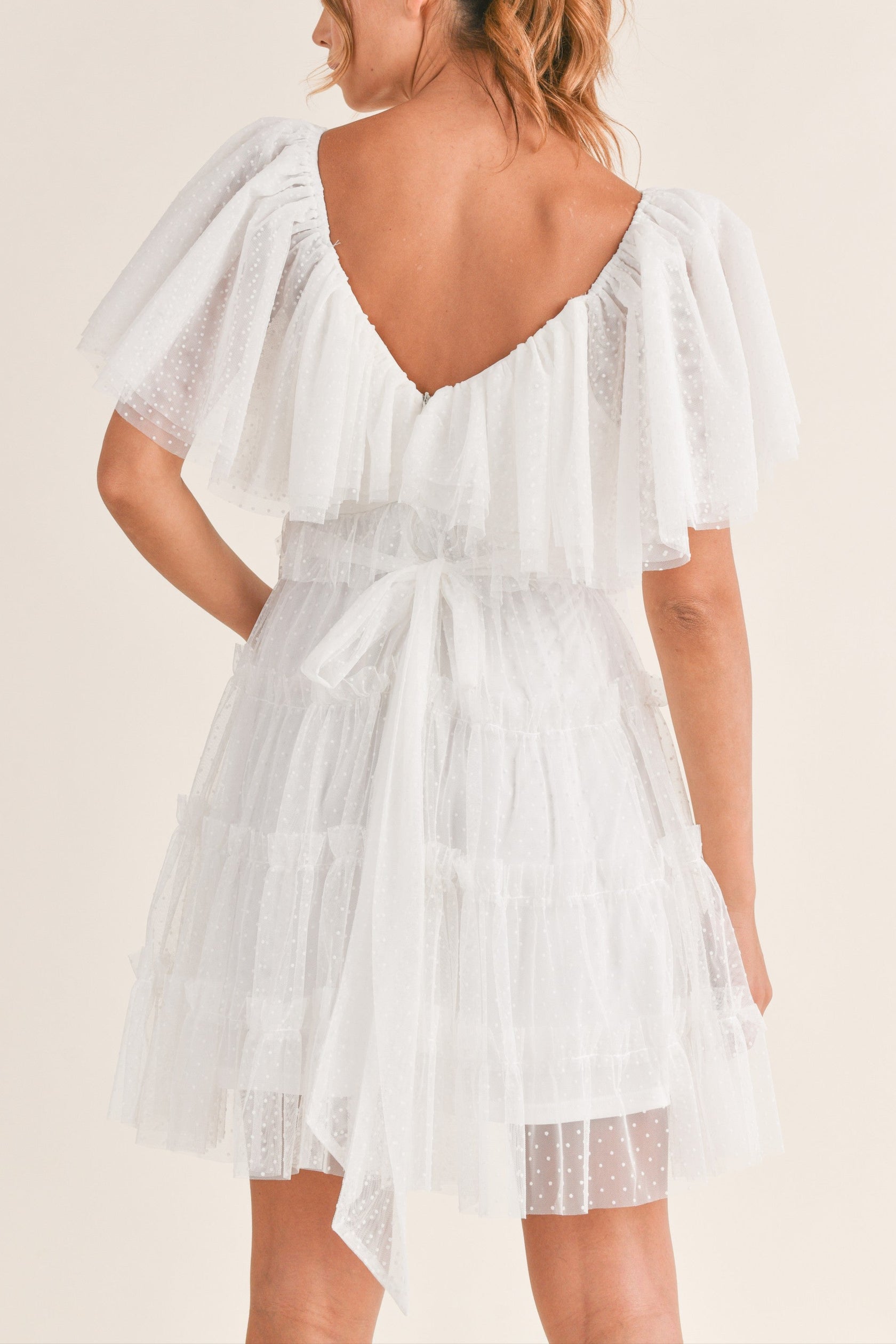 Flutter Sleeve Ruffle Mini Dress | Evercado