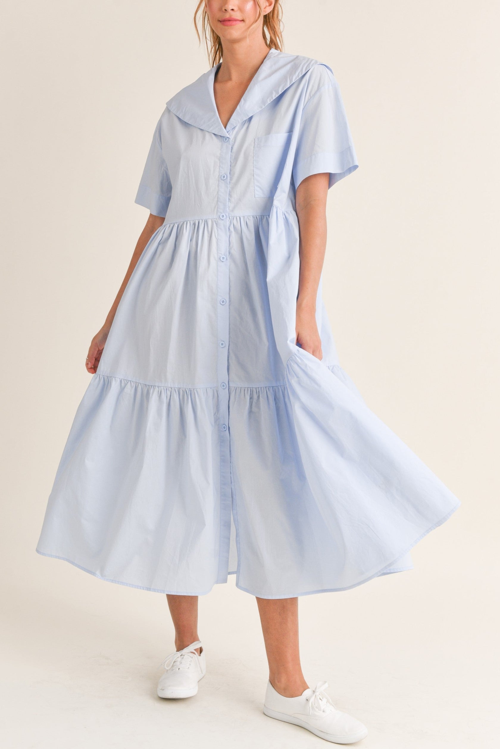 Sailor Collar Midi Dress | Evercado