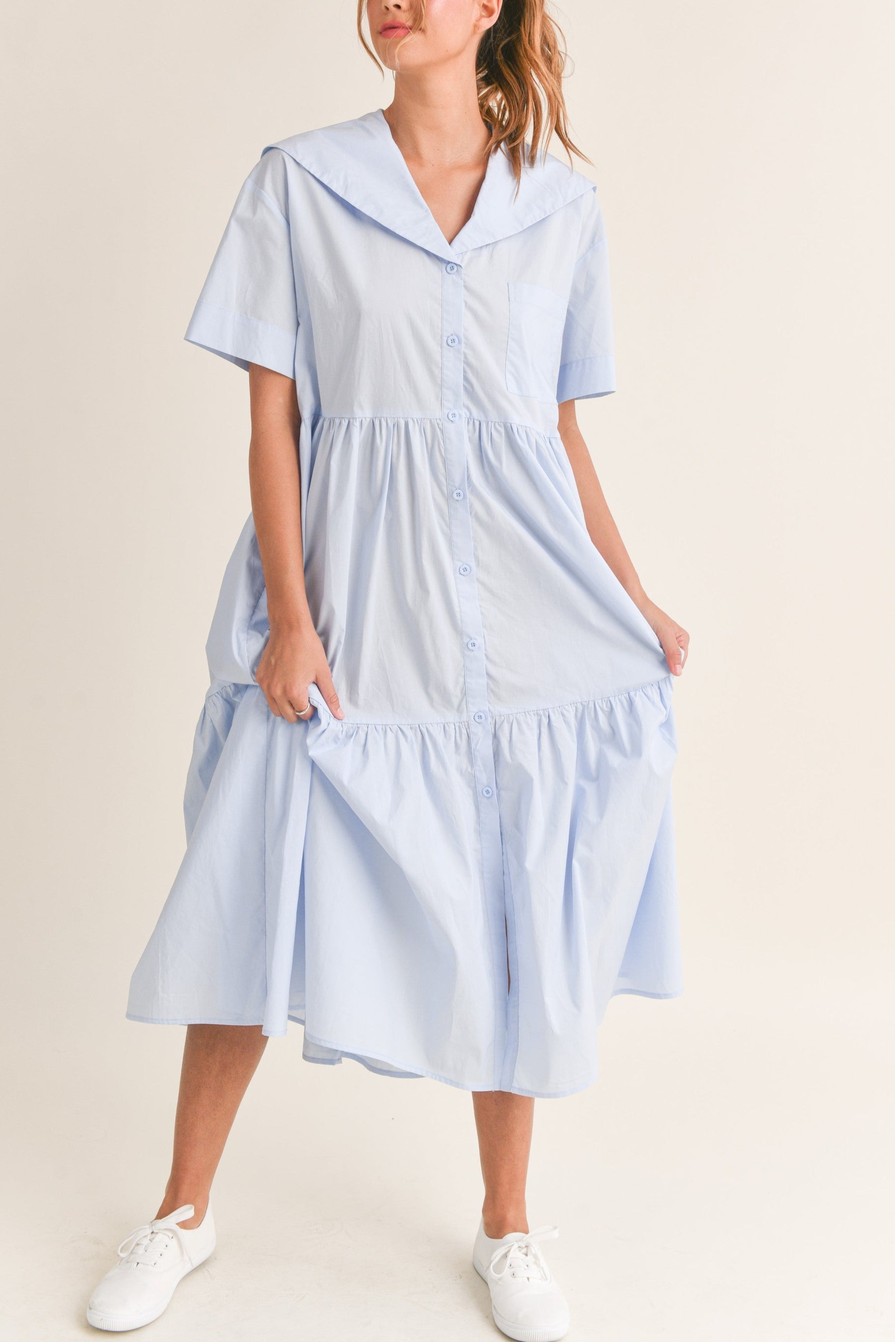 Sailor Collar Midi Dress | Evercado