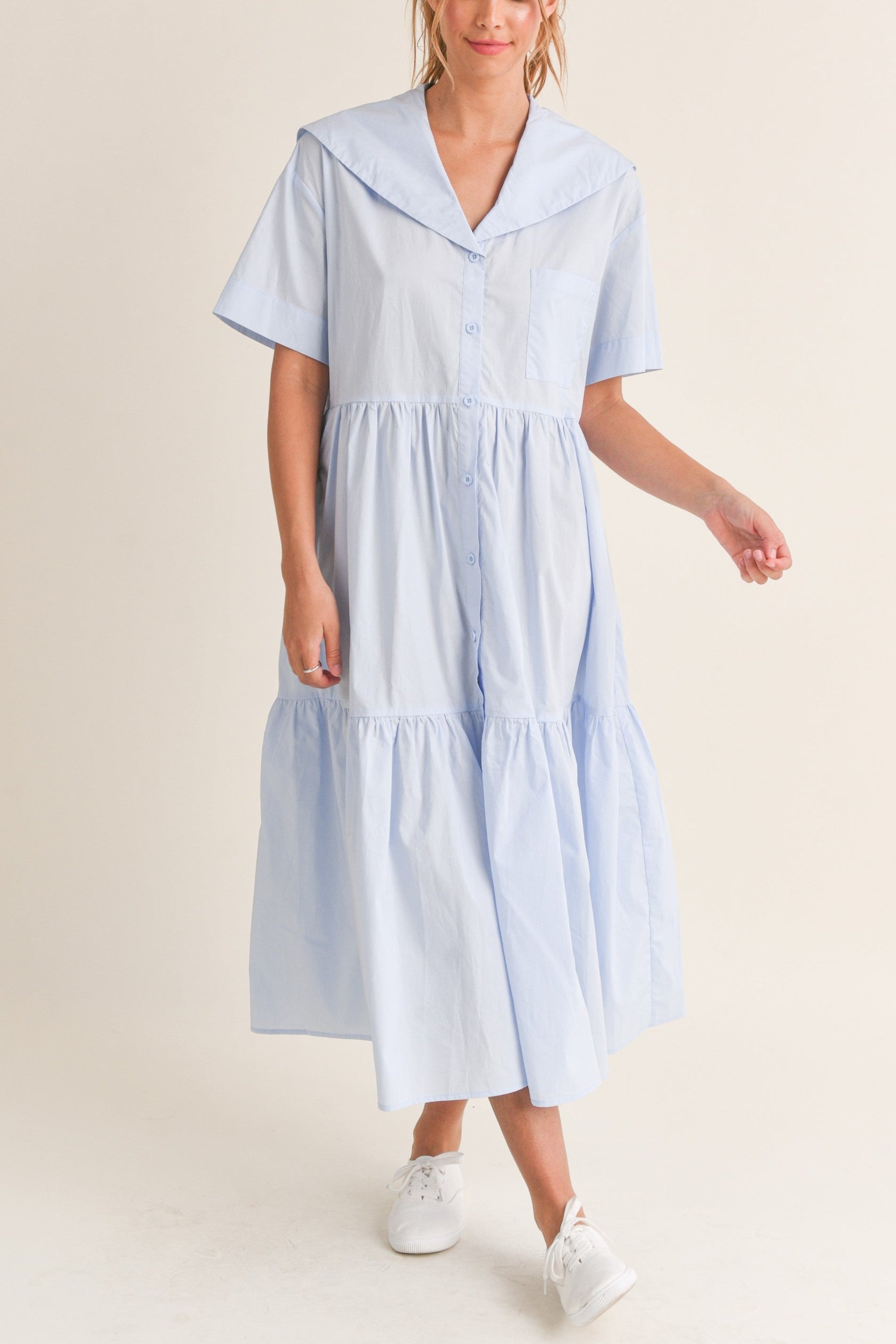 Sailor Collar Midi Dress | Evercado