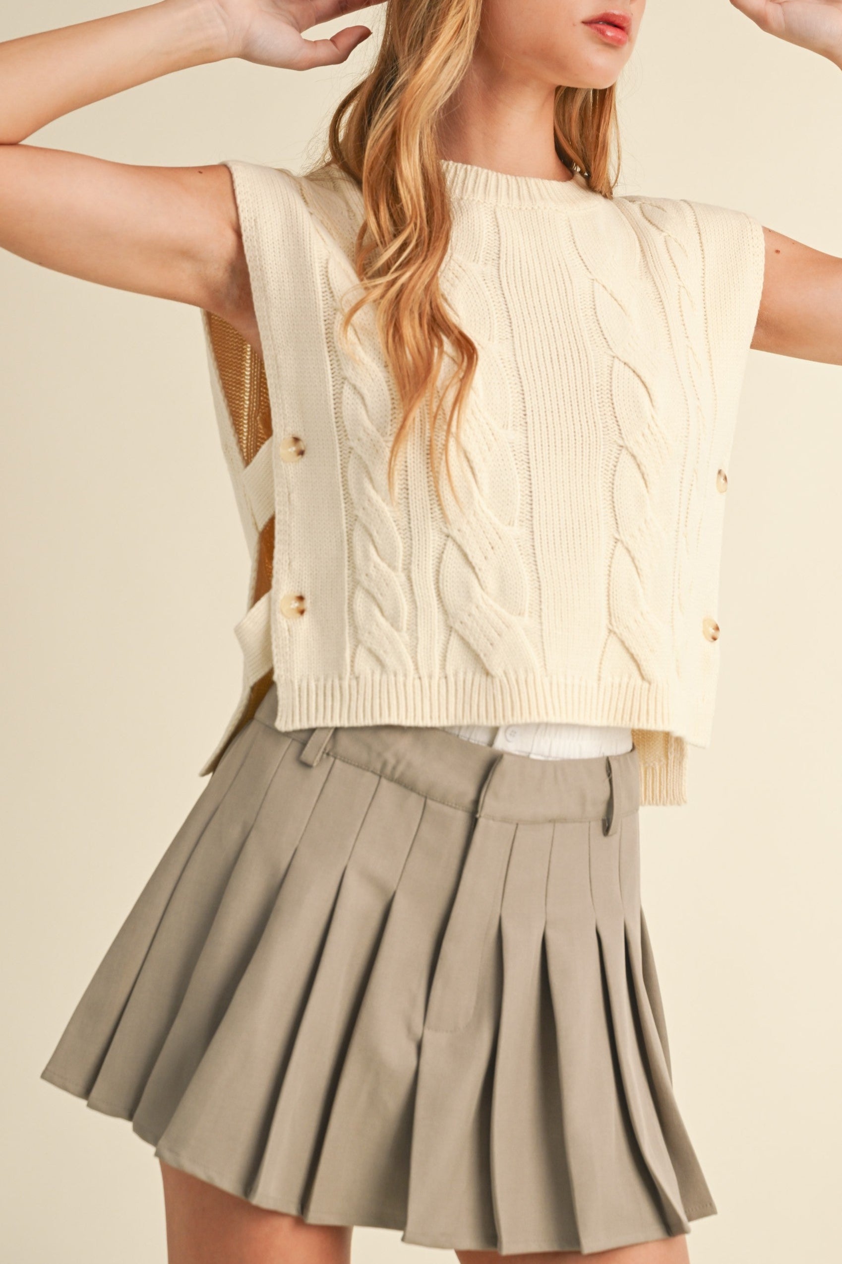 Cable Knit Open Side Vest | Evercado