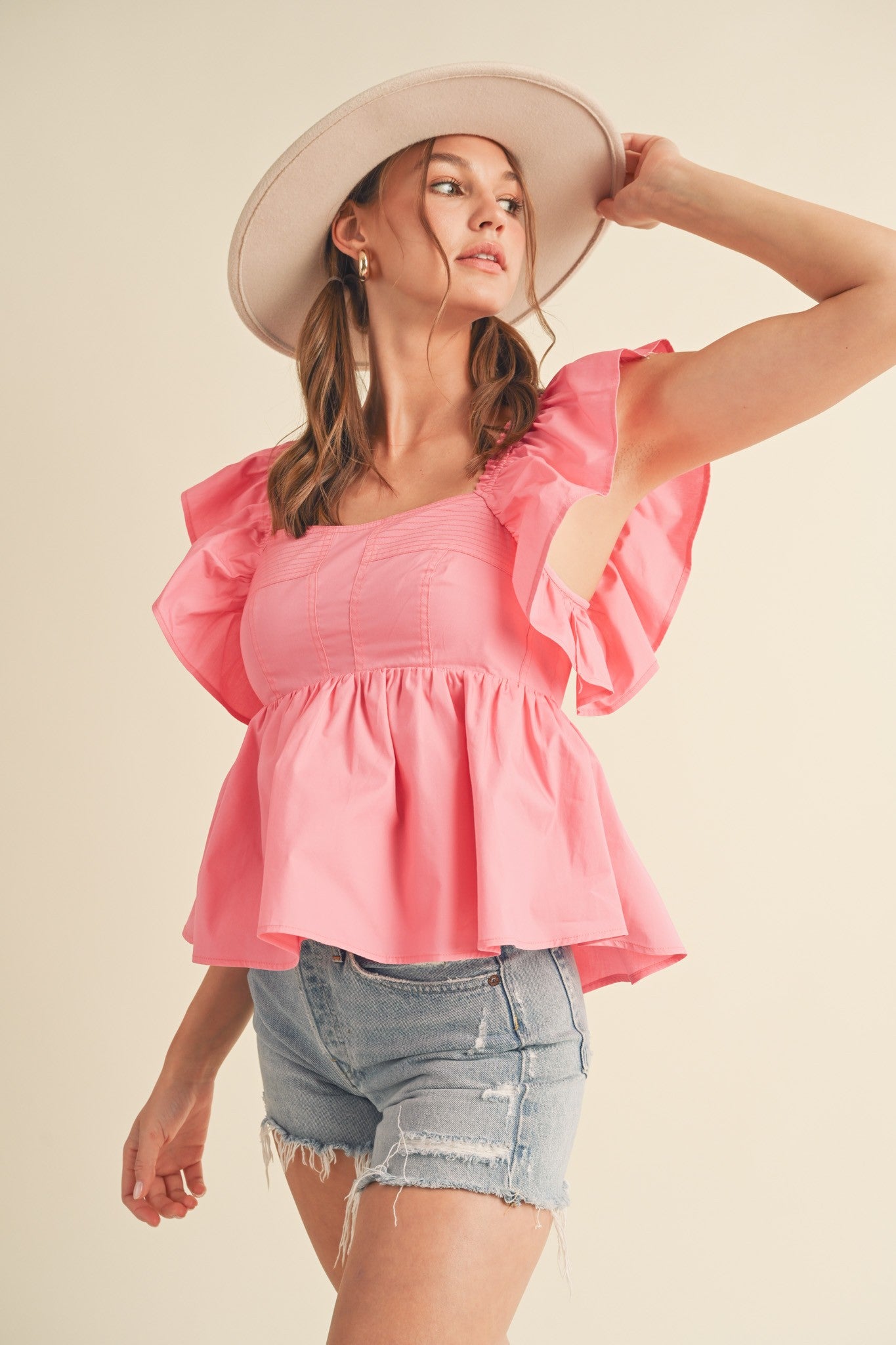 Ruffle Sleeve Babydoll Top | Evercado